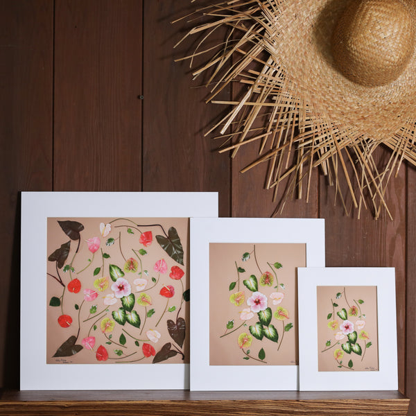 “Pualani Gold” Tropical Floral Art Print – Anthurium & Hibiscus Design ...